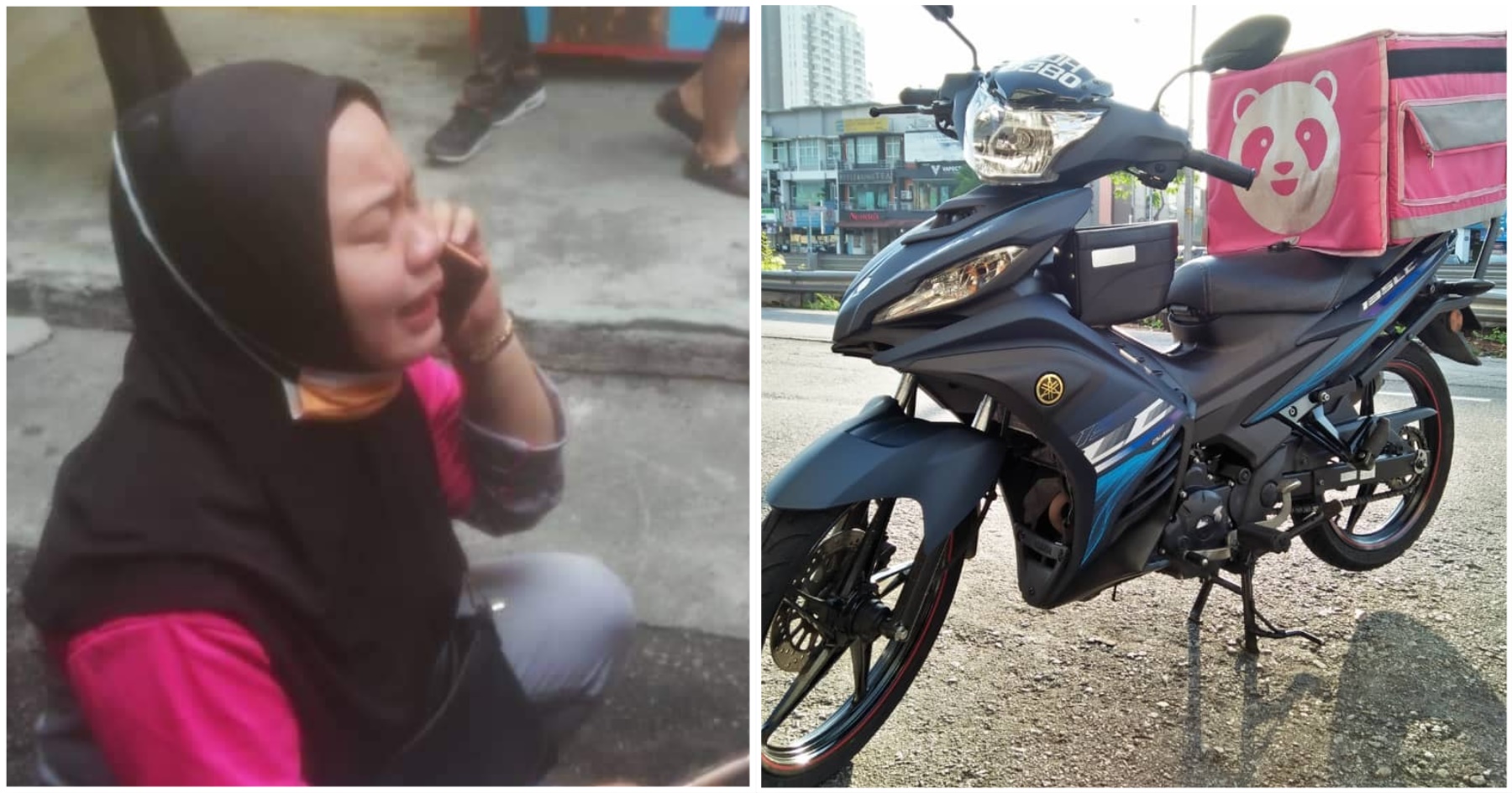 Rider FoodPanda wanita menangis motosikal guna untuk cari rezeki hilang ...
