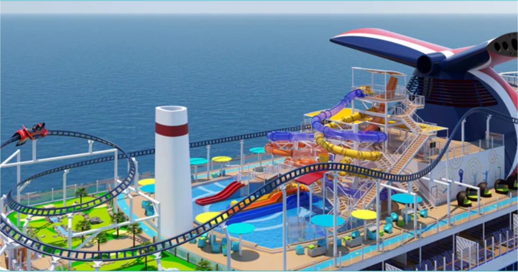 Mardi Gras, kapal persiaran yang pertama dilengkapi roller coaster ...