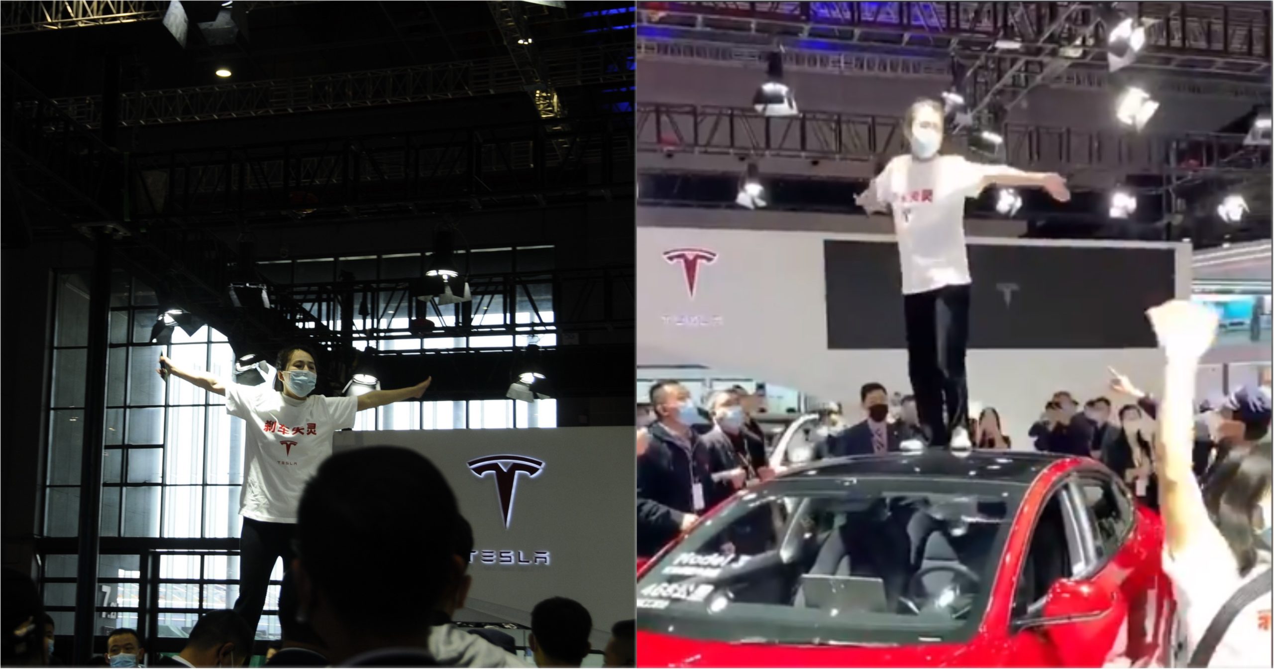 Pemilik Tesla mengamuk, lompat atas Model 3 di Shanghai Auto Show | Motoqar