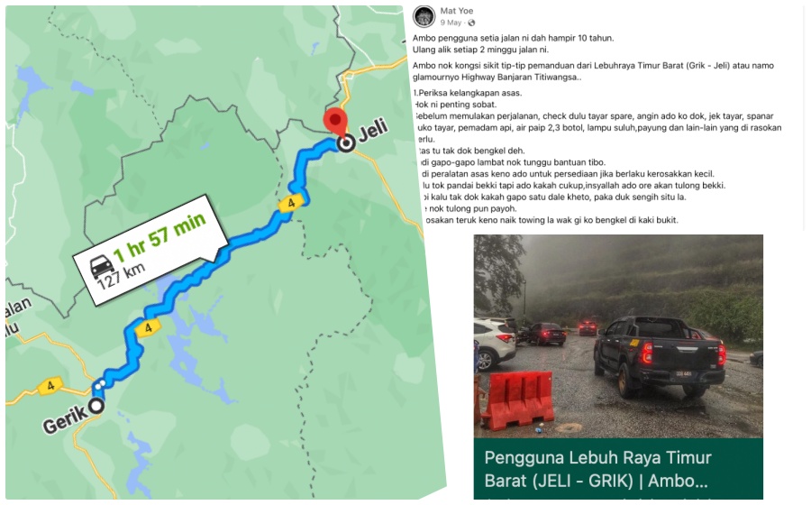 Lelaki ini kongsi 20 tips pengguna Lebuhraya Timur-Barat, 7.9K ...