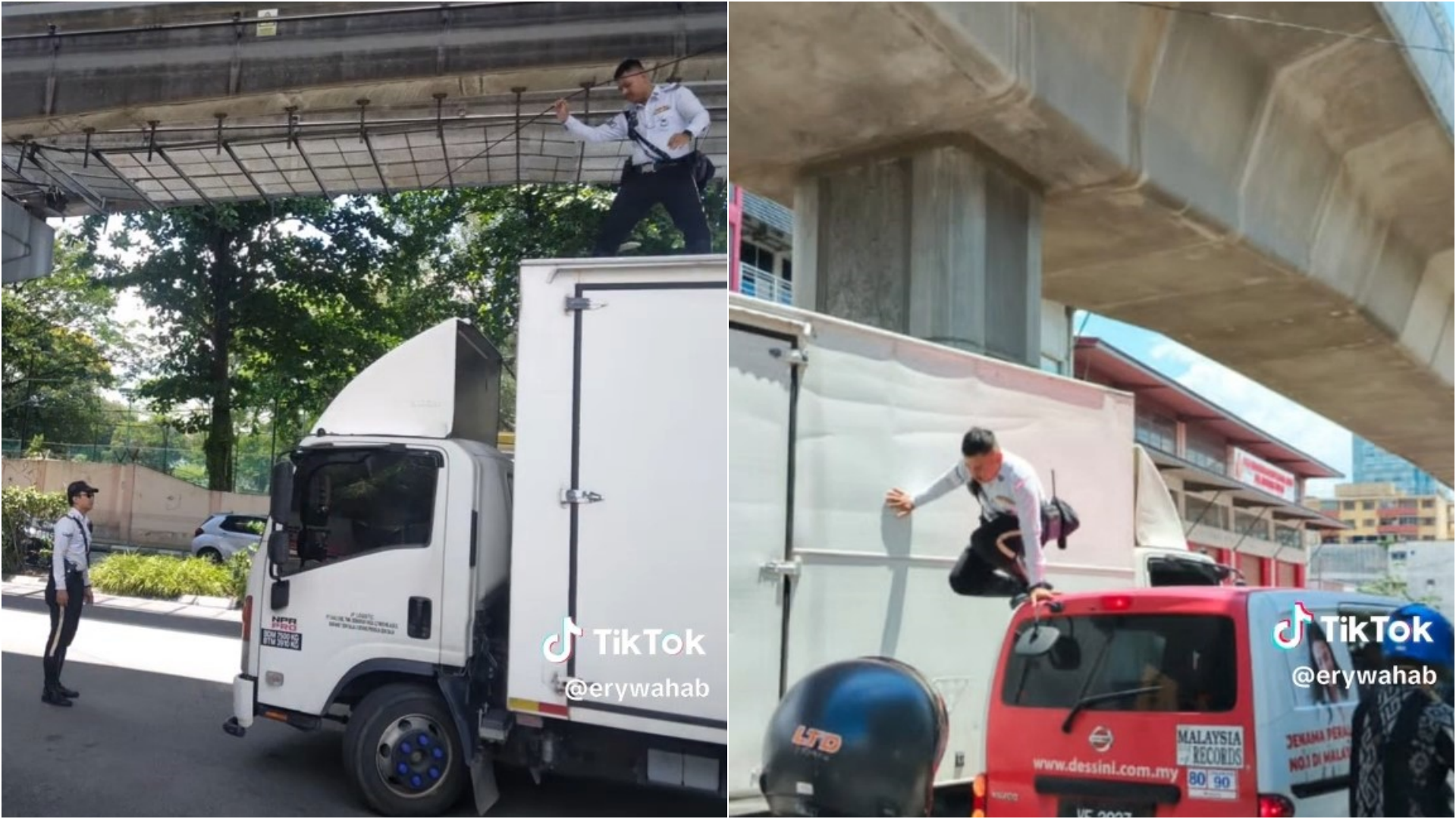 Sanggup panjat lori betulkan kabel, tindakan polis trafik ini dipuji ...