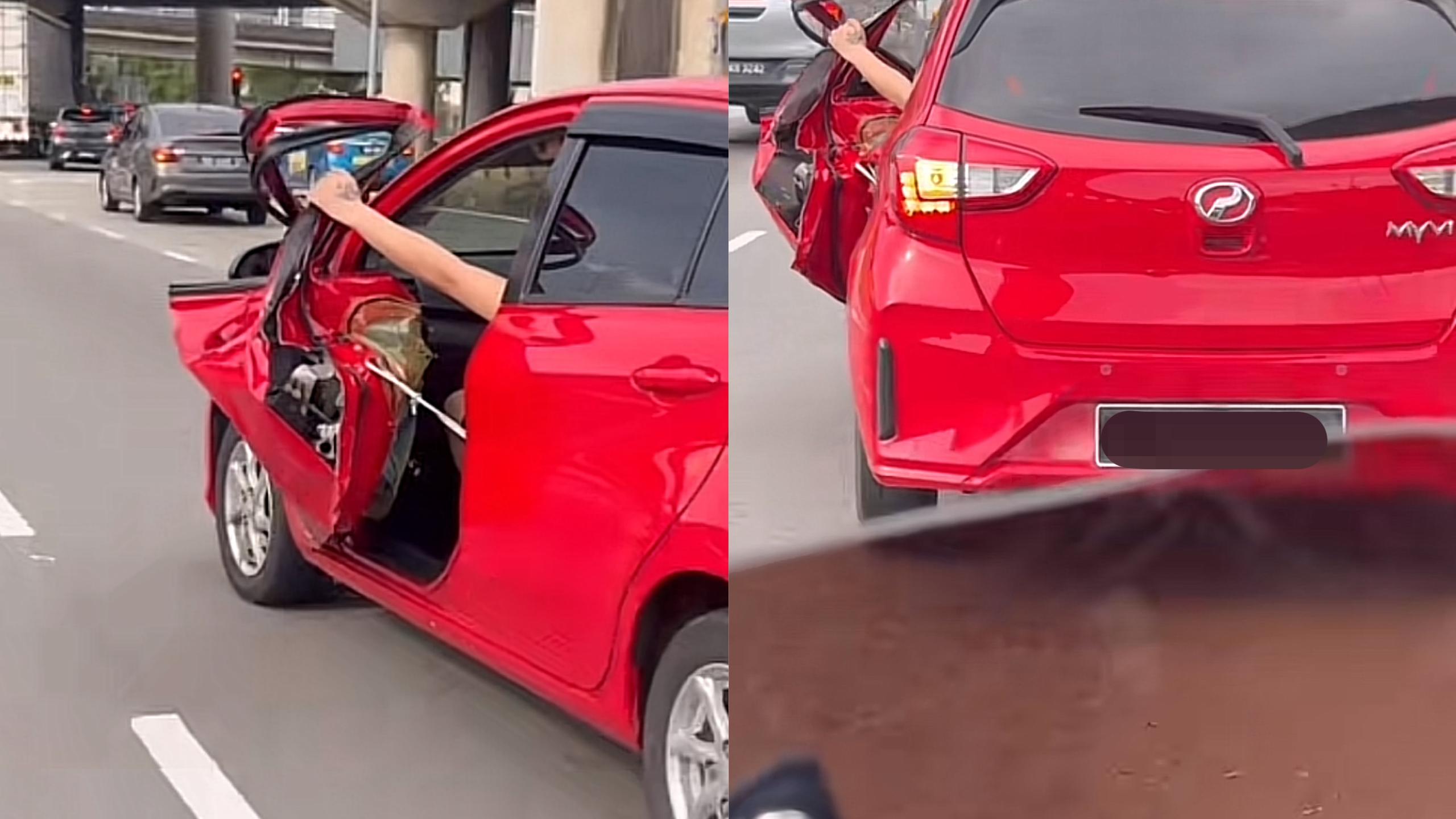 Pemandu tenang pandu Perodua Myi walau pintu remuk | Motoqar